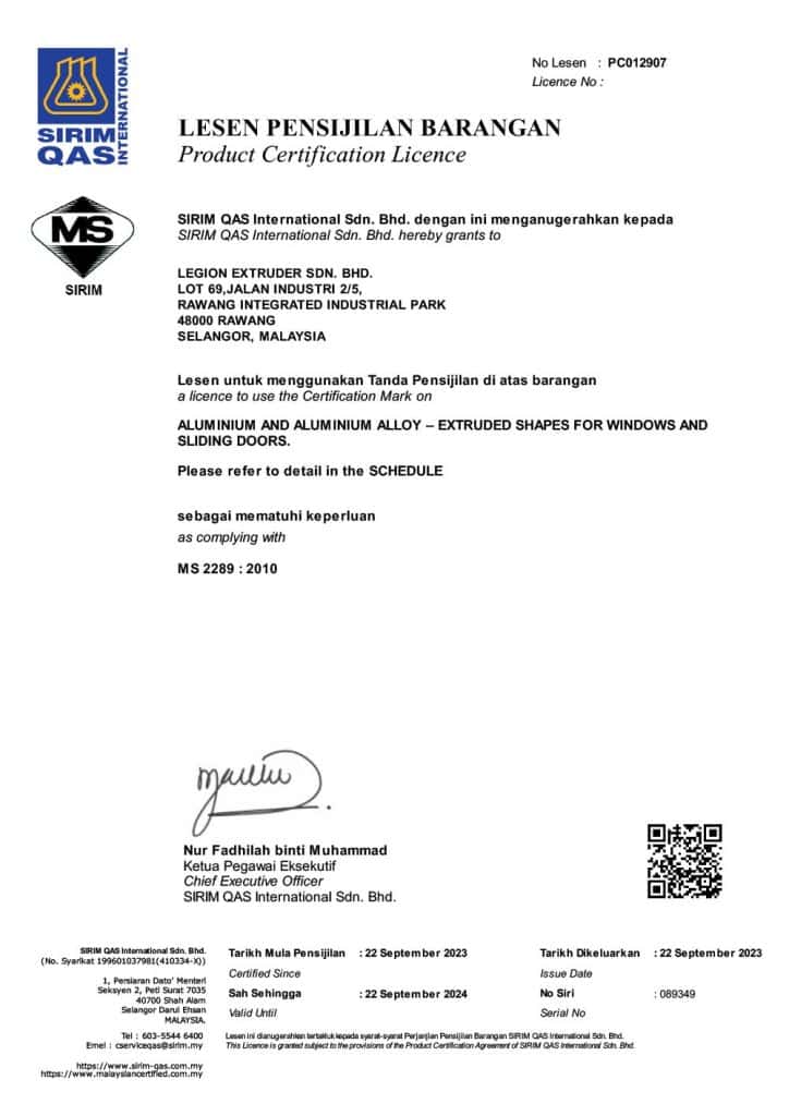 Certificates - Legion Extruder Sdn Bhd